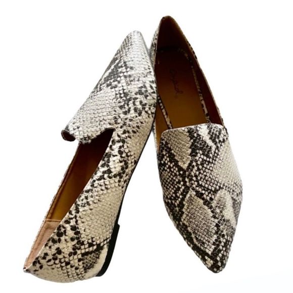 Shoes | Pointy Toe Snake Print Loafer Flats | Poshmark